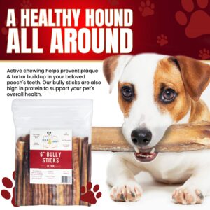 Mika & Sammy's 6 Inch Regular All Natural Bully Sticks for Small & Medium Dogs (6 Inch 25 Pack)