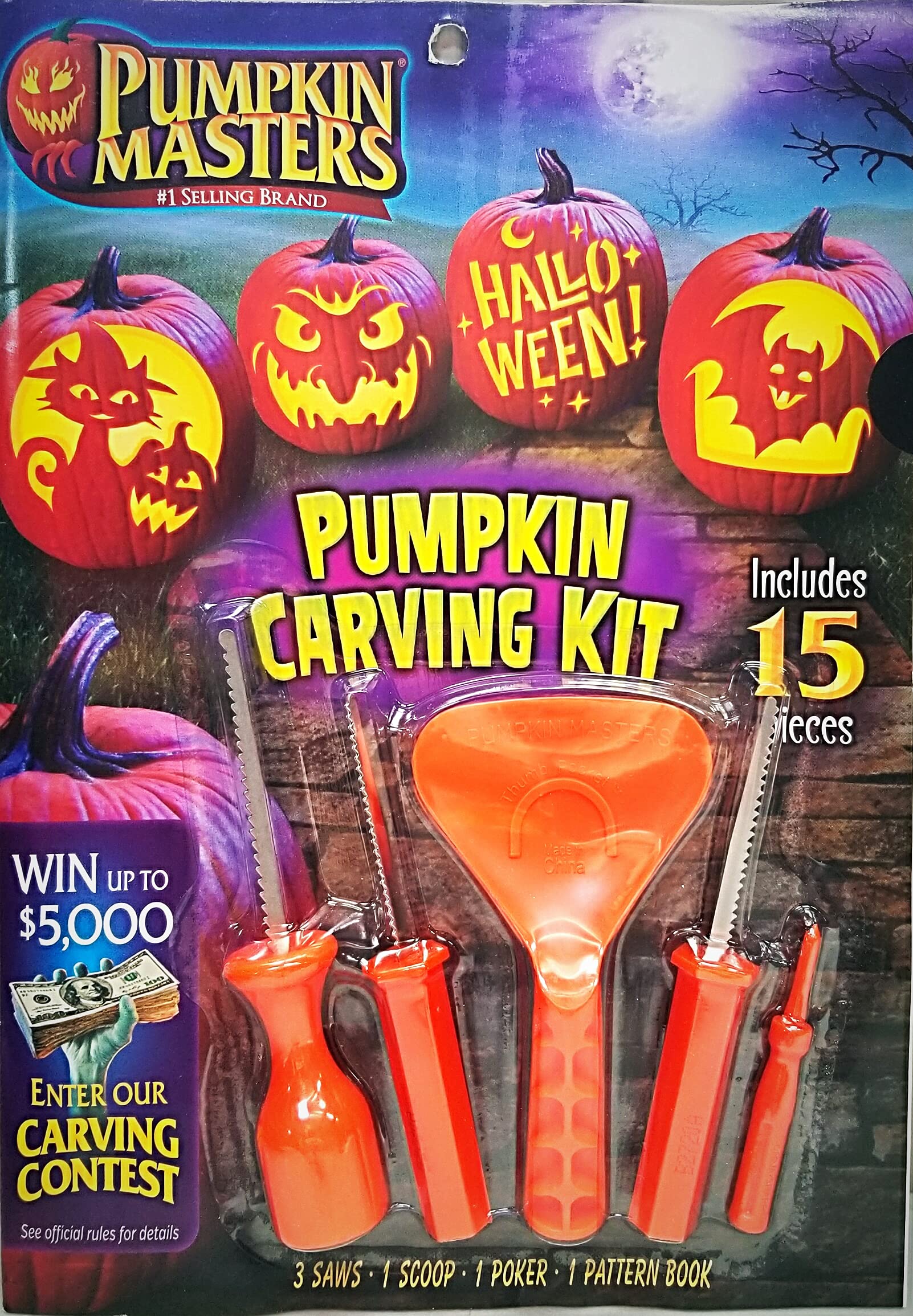 Pumpkin Carving Kit w/Pattern Book - 15 Pieces