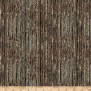 timeless treasures lakeside cabin dark wood siding brown, fabric by the yard