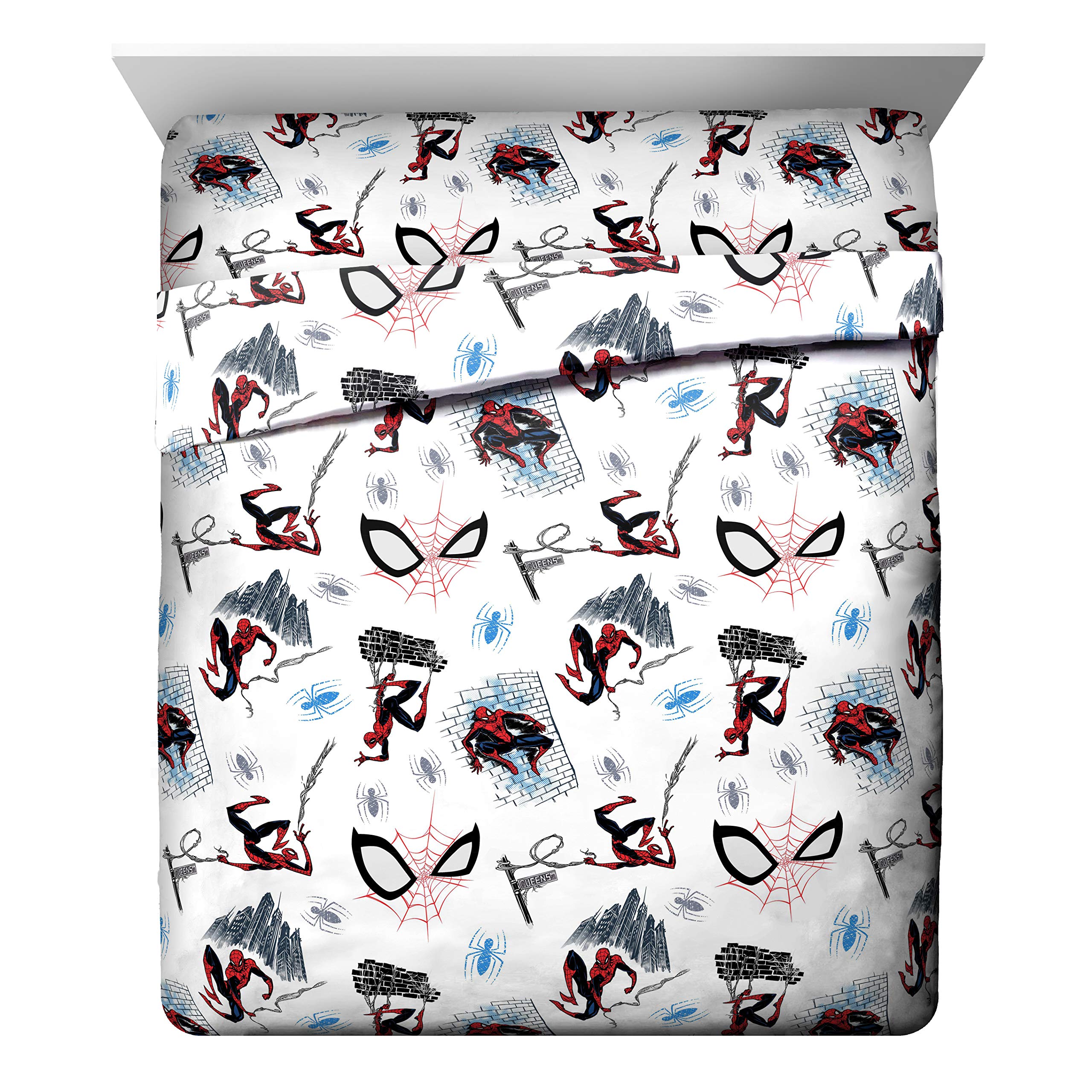 Jay Franco Marvel Spiderman Crawl 5 Piece Queen Bed Set - Includes Reversible Comforter & Sheet Set Bedding - Super Soft Fade Resistant Microfiber (Official Marvel Product)