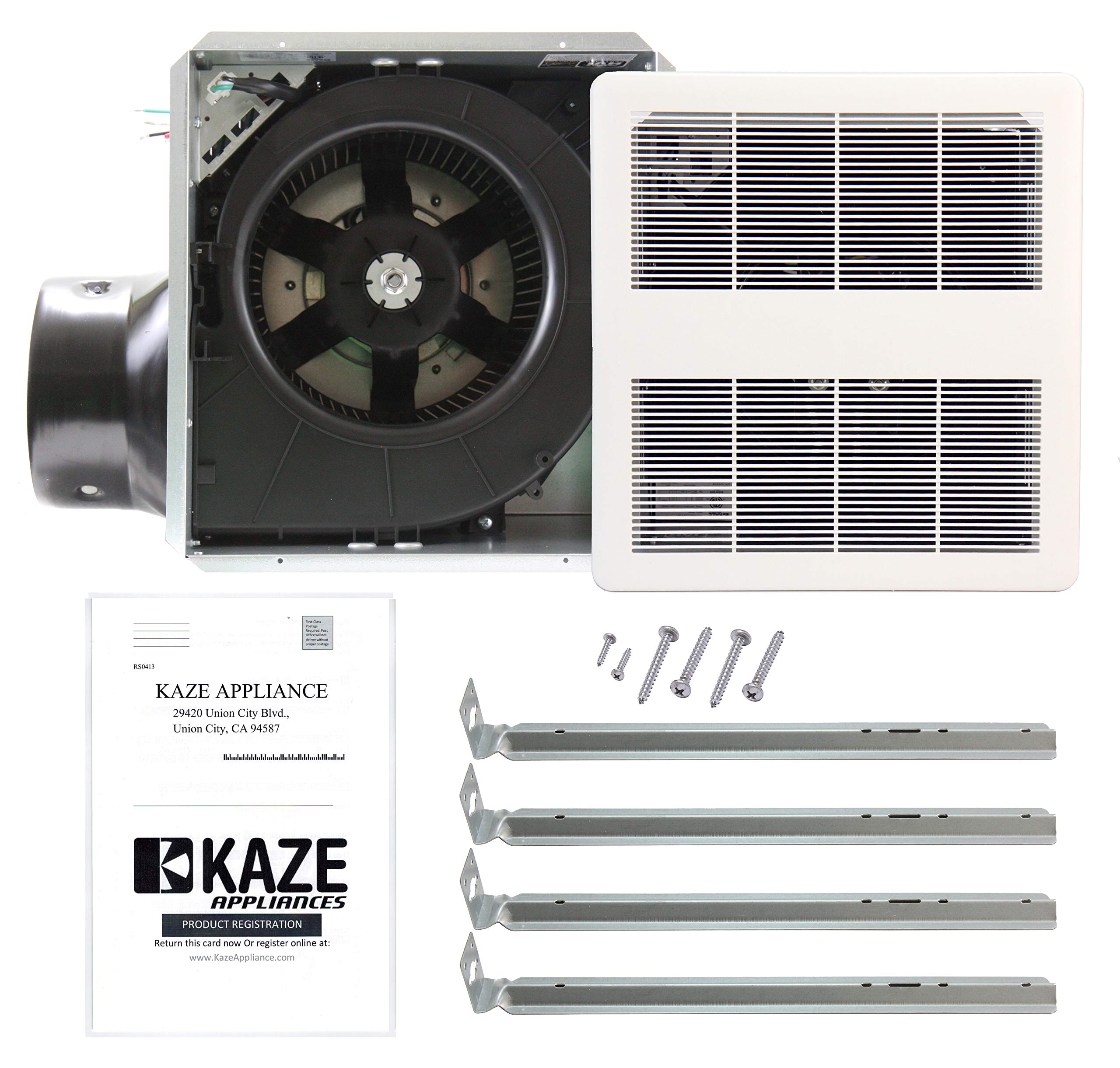 KAZE APPLIANCE SEP150 | 150 CFM | 0.5 Sone Ultra Quiet | Energy Star-Certified Energy-Saving Bathroom Exhaust Ventilation Fan