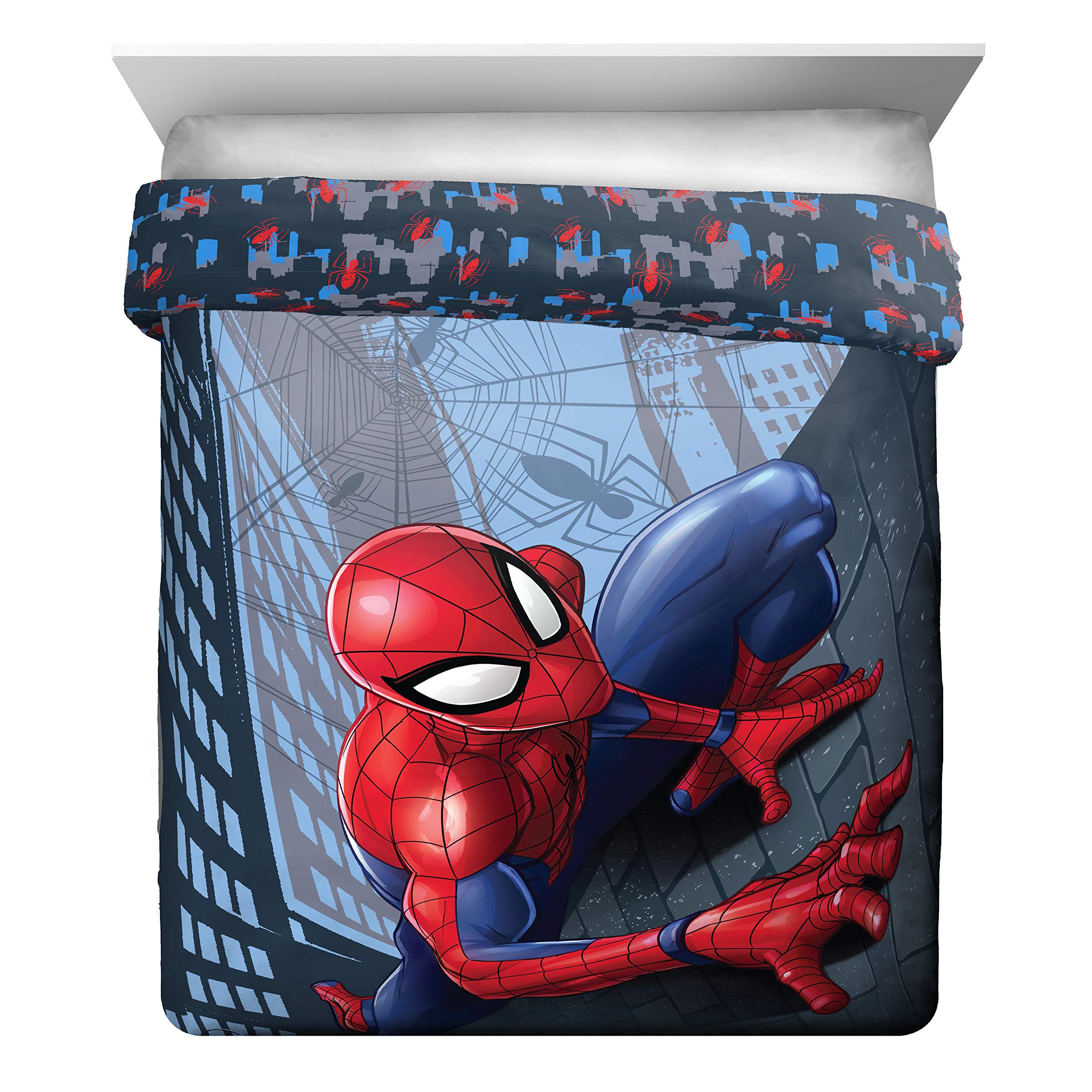 Jay Franco Marvel Spiderman Crawl 5 Piece Queen Bed Set - Includes Reversible Comforter & Sheet Set Bedding - Super Soft Fade Resistant Microfiber (Official Marvel Product)