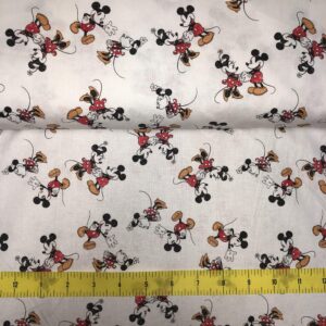 Disney Mickey & Minnie Mouse Vintage Scattered White 100% Cotton Fabric Sold by The Yard.