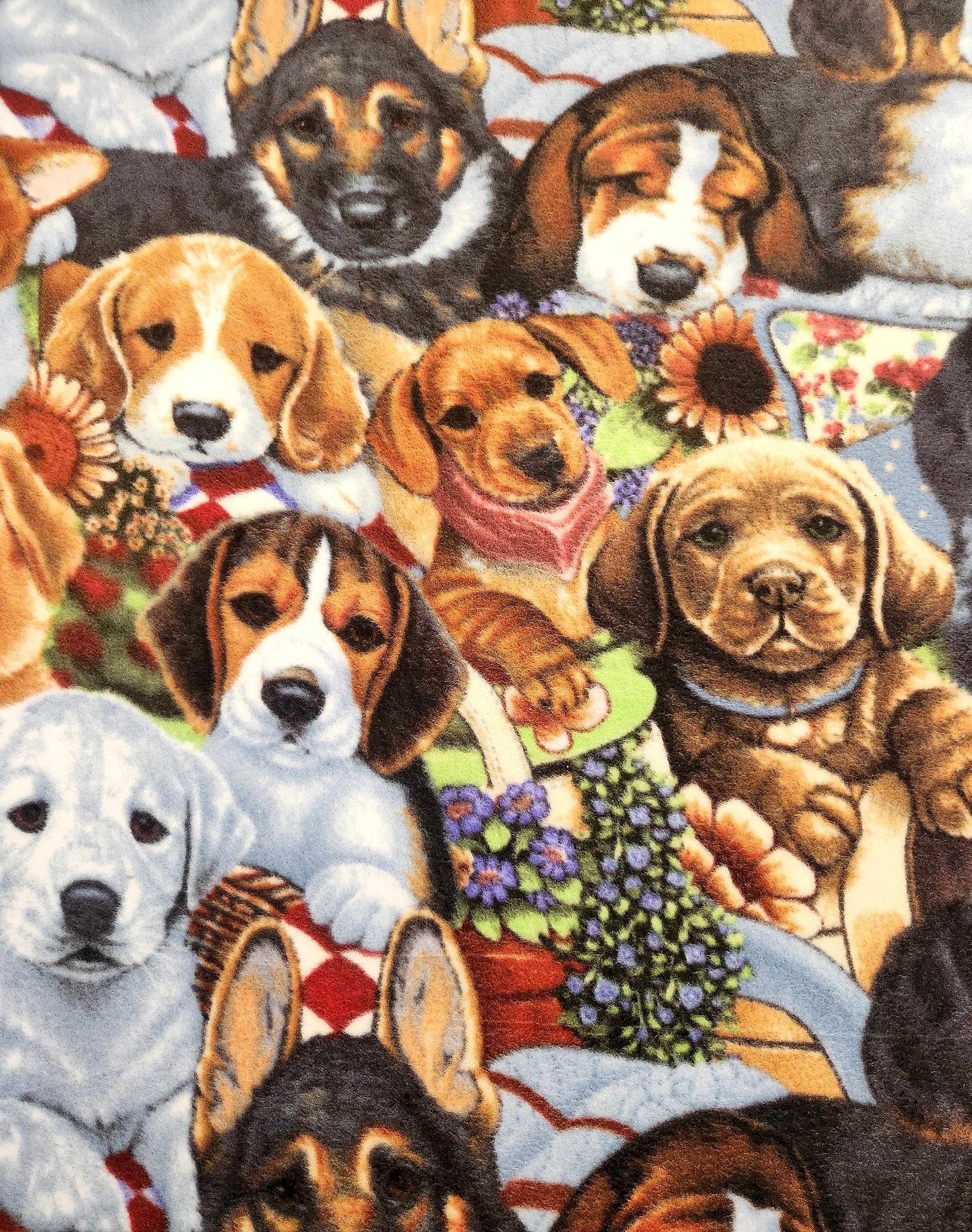 Garden Puppies Anti-Pill Premium Fleece Fabric by The Yard