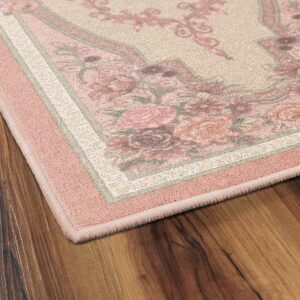 Brumlow MILLS Estate Rose Floral Blossoms Traditional Area Rug for Living Room Mat, Dining, Kitchen Rugs, Bedroom Carpet and Home Décor, 22" x 60", Blush