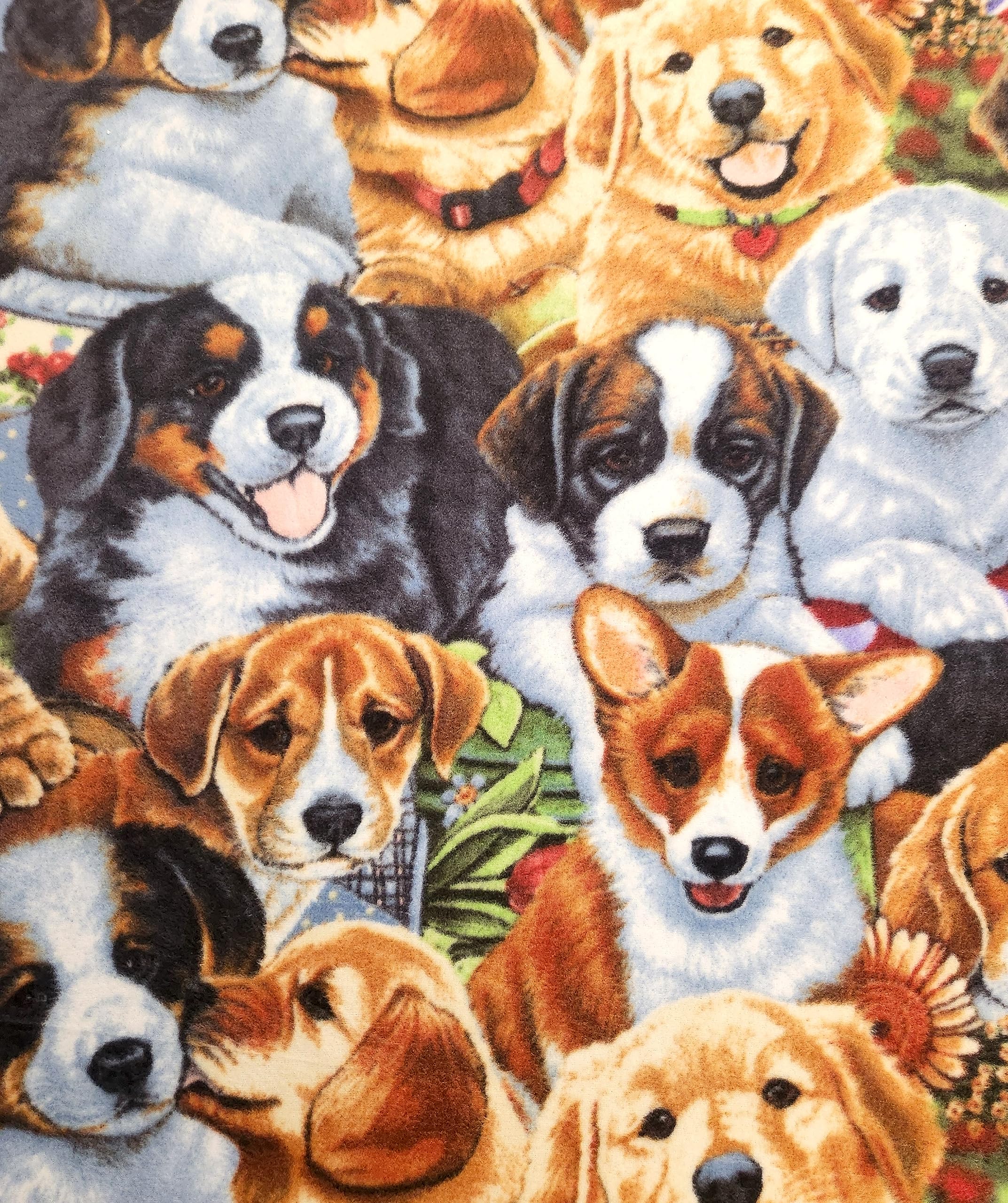 Garden Puppies Anti-Pill Premium Fleece Fabric by The Yard