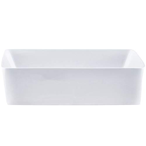 Novatto Rectangular White Porcelain Vessel Sink with Rubbed Bronze Drain Set