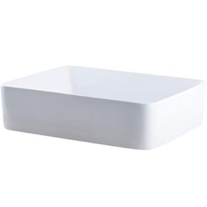 Novatto Rectangular White Porcelain Vessel Sink with Rubbed Bronze Drain Set