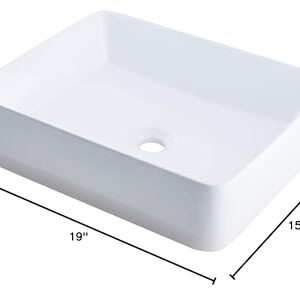 Novatto Rectangular White Porcelain Vessel Sink with Rubbed Bronze Drain Set