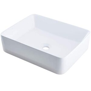 Novatto Rectangular White Porcelain Vessel Sink with Rubbed Bronze Drain Set