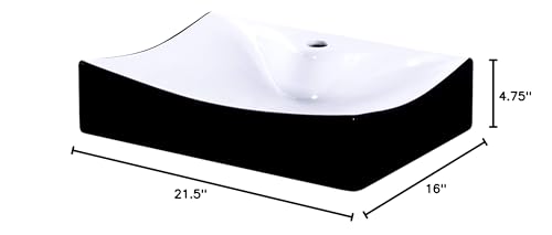 Novatto Black and White Porcelain Bath Sink with Chrome Pop-up Drain