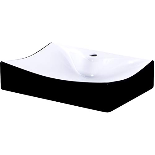 Novatto Black and White Porcelain Bath Sink with Chrome Pop-up Drain