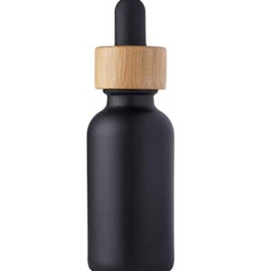 Focus Nutrition Black Boston Round 1 oz Dropper Bottles | Glass Dropper Bottles for Essential Oils | 1 oz Bottles With Bamboo Dropper Caps | 24 Pack