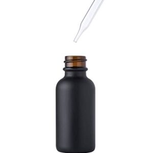 Focus Nutrition Black Boston Round 1 oz Dropper Bottles | Glass Dropper Bottles for Essential Oils | 1 oz Bottles With Bamboo Dropper Caps | 24 Pack