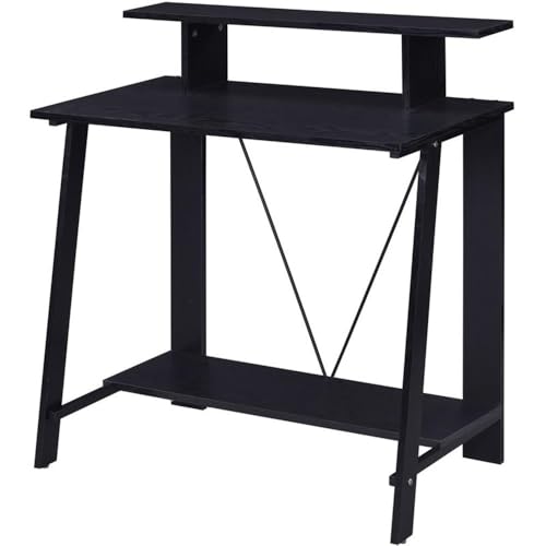 Acme Nypho Wooden 2 Shelves Writing Desk with Metal Frame in Black