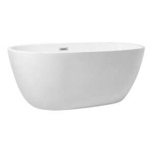 elegant decor indoor modern 59 inch soaking roll top bathtub in glossy white - 59x28.3x23.2