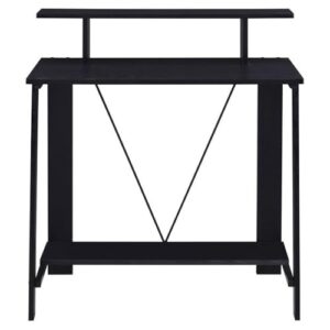 Acme Nypho Wooden 2 Shelves Writing Desk with Metal Frame in Black