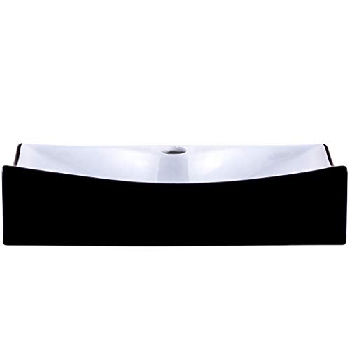 Novatto Black and White Porcelain Bath Sink with Chrome Pop-up Drain