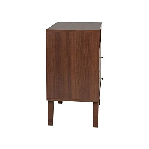 Prepac Milo Mid-Century Modern 2 Drawer Nightstand with Open Shelf, Bedside Table, Contemporary Bedroom Furniture, 16"D x 22.5"W x 29.5"H, Cherry