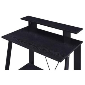 Acme Nypho Wooden 2 Shelves Writing Desk with Metal Frame in Black