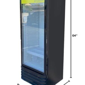 Commercial Refrigerator Glass 1-Door Merchandiser Display Cooler Case Fridge NSF Certified Display Cooler Case 64" Tall, 24" Width, 9.8 cuft, 280Liter, 110V, restaurant Kitchen LC-320A