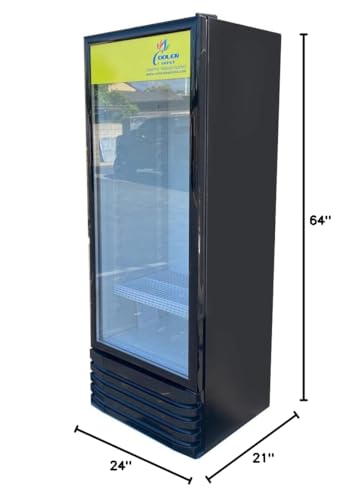 Commercial Refrigerator Glass 1-Door Merchandiser Display Cooler Case Fridge NSF Certified Display Cooler Case 64" Tall, 24" Width, 9.8 cuft, 280Liter, 110V, restaurant Kitchen LC-320A