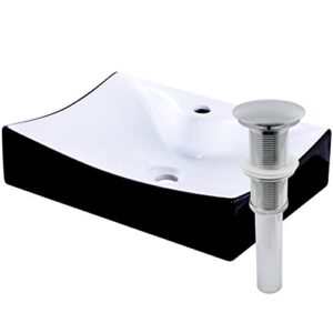 novatto black and white porcelain bath sink with chrome pop-up drain