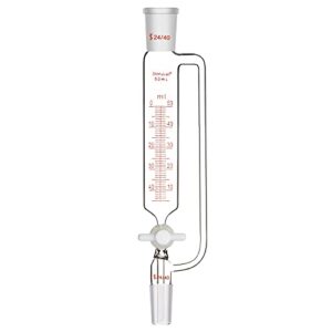 stonylab pressure equalizing graduated addition funnel, borosilicate glass dropping funnel 24/40 joint 50 ml with ptfe stopcock for laboratory (50 ml)