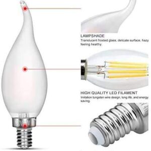 carryBC Candelabra LED Bulbs 2700K 40w Equivalent Improve Flame tip Frosted Glass E12 Base Warm White Decoration E12 LED Bulb Dimmable 12 Pack