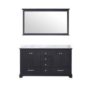 Bell+Modern Tybee 60 in. W x 22 in. D Espresso Double Bath Vanity, Carrara Marble Top and 58 in. Mirror