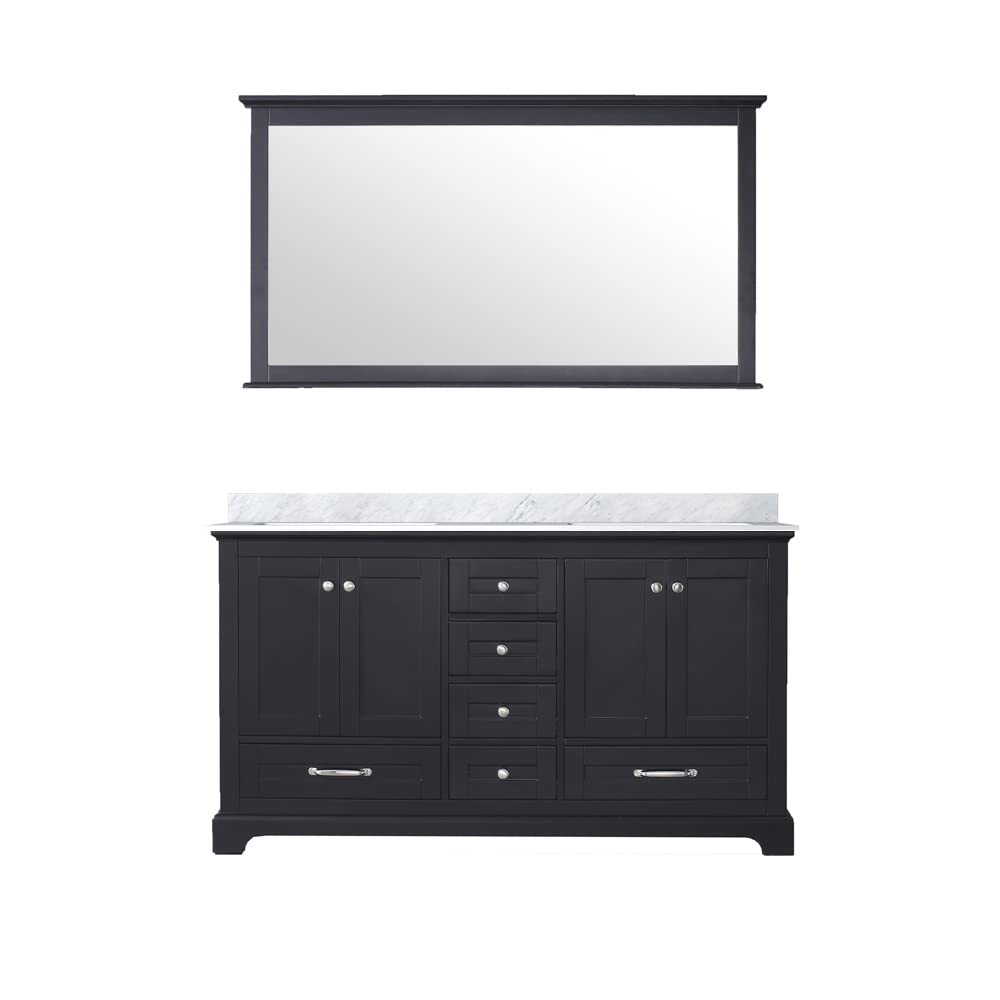 Bell+Modern Tybee 60 in. W x 22 in. D Espresso Double Bath Vanity, Carrara Marble Top and 58 in. Mirror