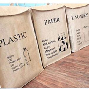 Jute Weave Recycling Bag Waste Bin Bags Basket for Home Kitchen Office - Natural Style Recycle Garbage Trash Sorting Bins Organizer Baskets Recycling Container