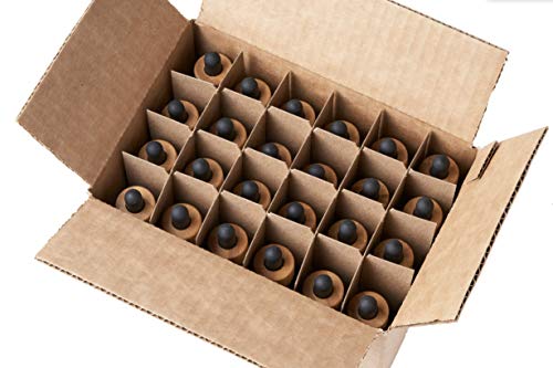 Focus Nutrition Black Boston Round 1 oz Dropper Bottles | Glass Dropper Bottles for Essential Oils | 1 oz Bottles With Bamboo Dropper Caps | 24 Pack