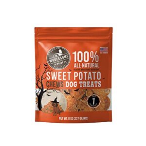 wholesome pride sweet potato chews all-natural single ingredient, usa-sourced dog treats, halloween edition, 8 oz