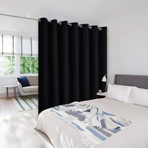 nicetown halloween room separating divider, room divider curtain screen partition, function thermal blackout patio door panel, sliding door insulated curtain for patio, black, 8.3ft wide x 10ft long