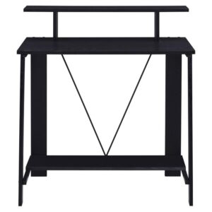 Acme Nypho Wooden 2 Shelves Writing Desk with Metal Frame in Black