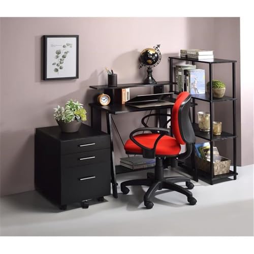 Acme Nypho Wooden 2 Shelves Writing Desk with Metal Frame in Black