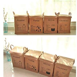 Jute Weave Recycling Bag Waste Bin Bags Basket for Home Kitchen Office - Natural Style Recycle Garbage Trash Sorting Bins Organizer Baskets Recycling Container