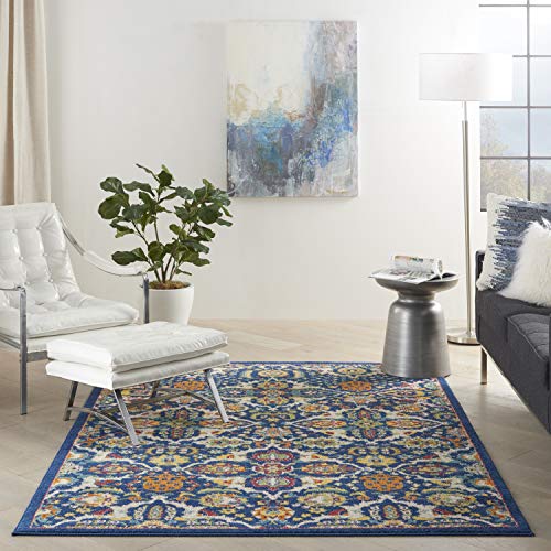 Nourison Allur Contemporary Navy Multicolor 4' x 6' Area -rug, Easy -cleaning, Non Shedding, Bed Room, Living Room, Dining Room, Kitchen (4x6)