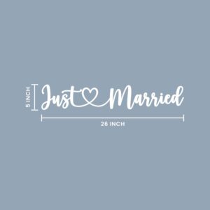 Vinyl Decal 26X5 Just Married Car Decorations, Removable, Elegant Just Married Decorations Add Sparkle to Any Event, Bridal Shower, Church Wedding Reception, Honeymoon Getaway