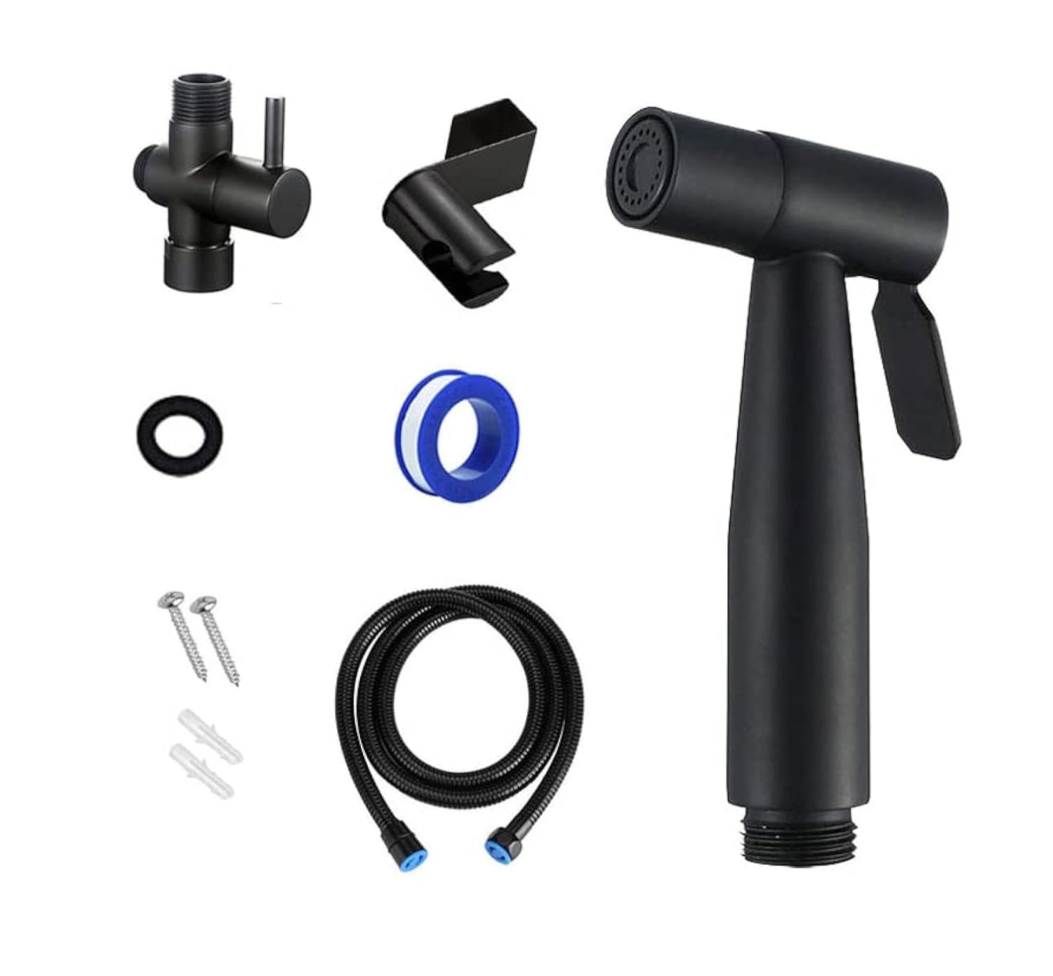 Handheld Bidet Sprayer for Toilet, Full Pressure & Stainless Steel & Leakproof Handheld Bidet Toilet Sprayer Set with Hose, Easy Install, Great Water Pressure for Bathing Pets, Personal Hygiene(Black)