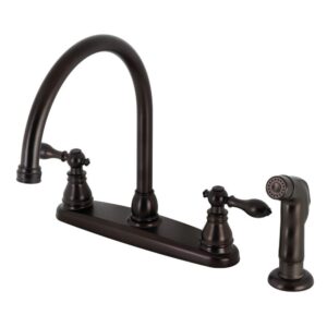 kingston brass kb725aclsp american classic centerset kitchen faucet with side sprayer, oil rubbed bronze