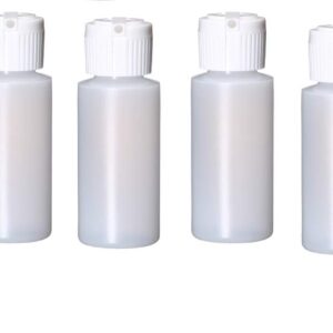 Natural Farms 1 oz Plastic Flip Top Pour Spout Bottles - 6 Pack - for Essential Oils, Perfumes, Lotions