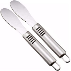 goeielewe 2pcs butter spreaders spatula, stainless steel butter knives condiment cheese dessert jam cream spreader for breads, sandwiches - 8.4 inches