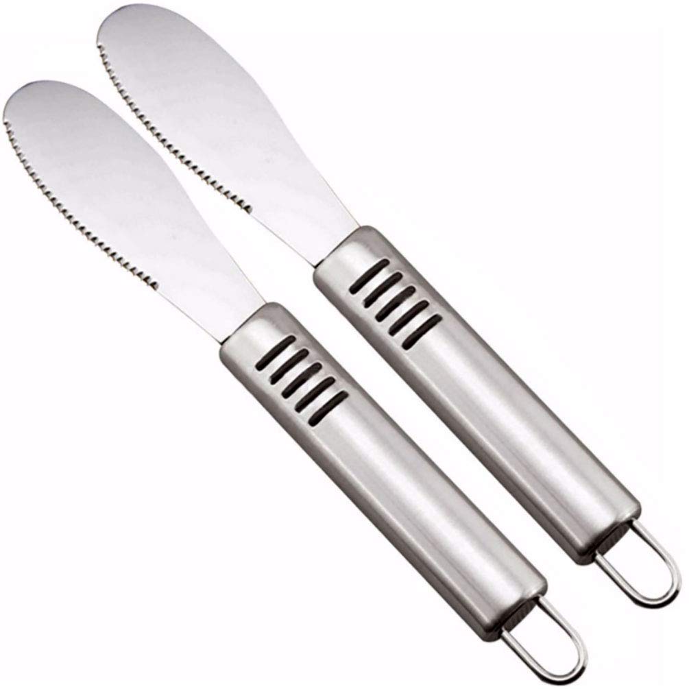 Goeielewe 2PCS Butter Spreaders Spatula, Stainless Steel Butter Knives Condiment Cheese Dessert Jam Cream Spreader for Breads, Sandwiches - 8.4 Inches