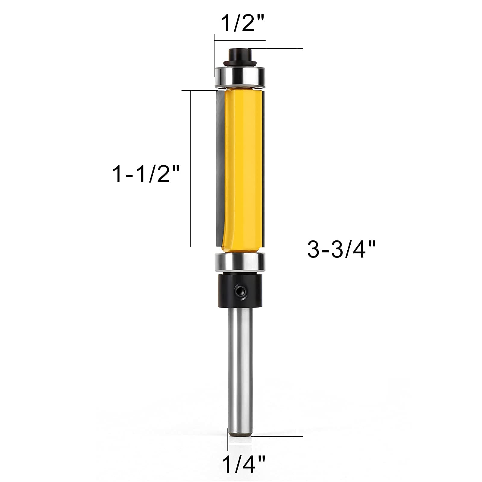 MEIGGTOOL 1-1/2 Inch Flush Trim Top and Bottom Bearing Router Bit 1/4-Inch Shank