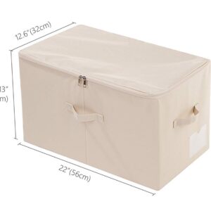 iwill CREATE PRO Pack of 2, Zip Lidded Wardrobe Storage Bins,Collapsible Fabric Storage Boxes for Clothing, Bedding, Toys, Blankets Organizer, Foldable & Washable, Beige