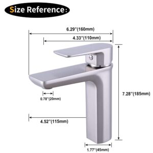 BEIGEEWY Single Handle One Hole Sink Faucet Low Lead Copper Gravity Casting Shell Bathroom Basin Faucet with cUPC Water Supply Lines Rv Lavatory Vessel Faucet Basin Mixer Brushed Nickel