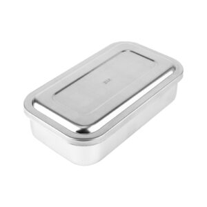 baluue stainless steel instruments trays with lid, plate trays boxs, sterilized metal box organizer for lab instrument container supplies silver 8 inch