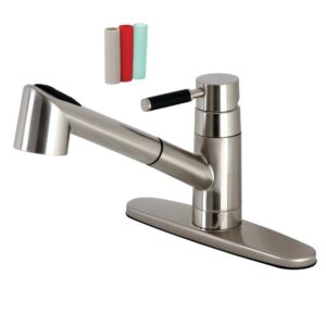 kingston brass gsc8578dkl kaiser pull-out sprayer kitchen faucet, brushed nickel, 10.38 x 8.75 x 8.81